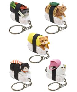 sushi cat clever idiots nekozushi keychain - blind box includes 1 of 5 collectable figurines - features a detachable keyring (version 1)