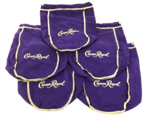 pack of 5 crown royal purple bags w/ gold drawstring perfect for storage gift bags shiftboot carrying dice or games bulk felt fabric for sewing