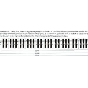 Color Piano Keyboard Stickers- Removable, Transparent, for White & Black Keys