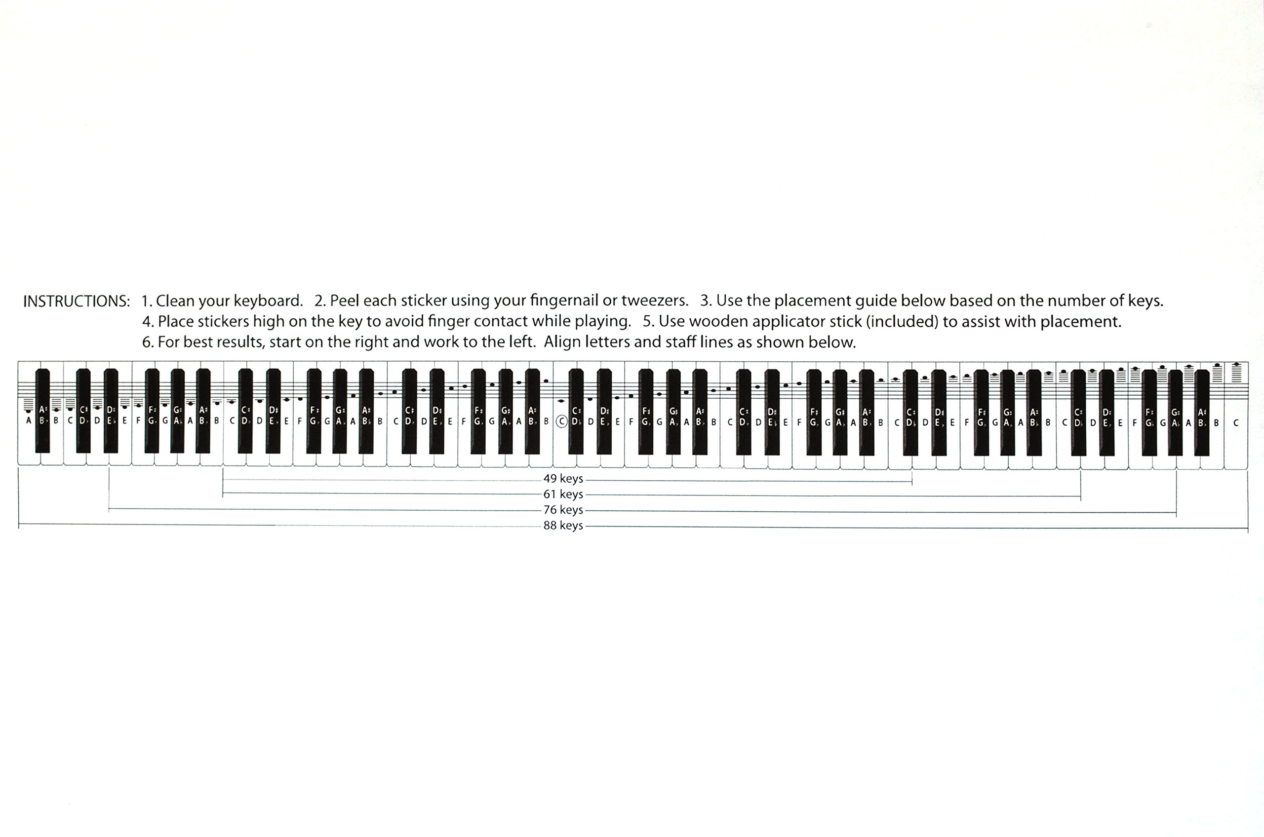 Color Piano Keyboard Stickers- Removable, Transparent, for White & Black Keys