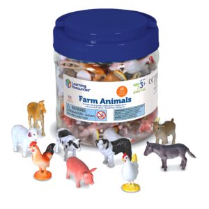 learning resources farm animal counters - 60 pieces, ages 3+ toddler learning toys, farm animals toys, develops counting and matching skills