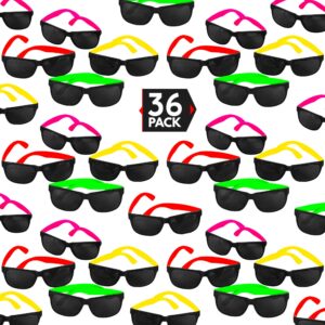 36 pack 80's style neon party sunglasses - fun gift, party favors, party toys, goody bag favors