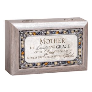 Cottage Garden Mother Beauty Grace and Love Brushed Pewter Jewelry Music Box Plays You Light Up My Life