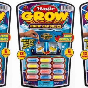 JA-RU Magic Grow Capsules (3 Packs 36 Capsules Assorted). Water Toy Water Growing Animals Bugs, Dinosaurs, Cars, Sea, Farm, Zoo Capsules. Party Favor Kids Toy. Baby Toys Bath Toys Fidget Toy 305-3D