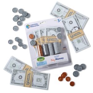 learning resources pretend play money - 150 pieces, ages 3+ play money for kids, pretend money for kids, play money set, money and banking play toys, toddler learning toys