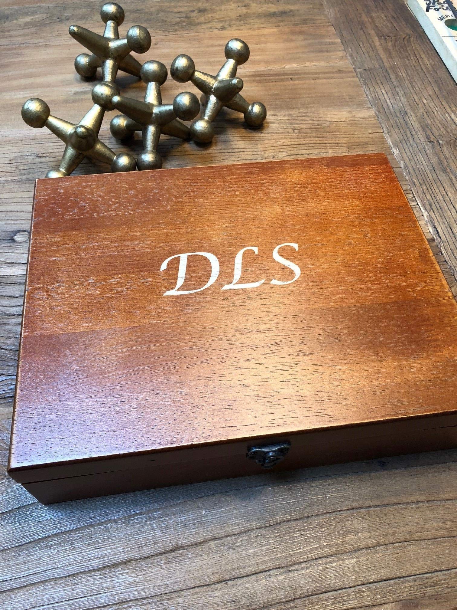 WE Games Custom Engraved Wooden Shut The Box Game with Lid