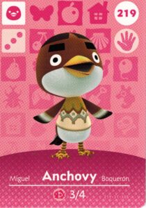 nintendo animal crossing happy home designer amiibo card anchovy 219/300 usa version