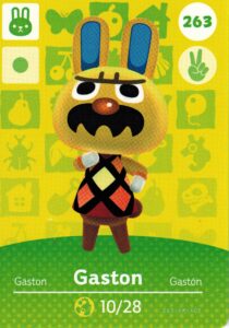 nintendo animal crossing happy home designer amiibo card gaston 263/300 usa version