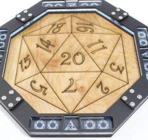 C4Labs Octagon Dice Tray~Octagon-Wood with Laser Etched D20 Design for Gaming