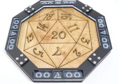 C4Labs Octagon Dice Tray~Octagon-Wood with Laser Etched D20 Design for Gaming