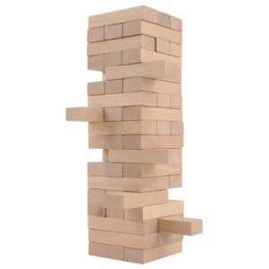 cooltoys timber tower wood block stacking game – original edition (48 pieces)