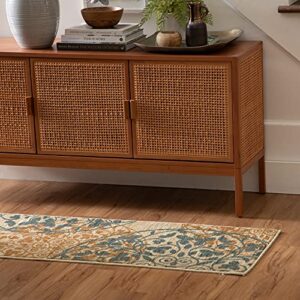 mohawk home soho medallones garden ornamental runner area rug, 1'8"x5', beige