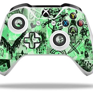 WraptorSkinz Decal Vinyl Skin Wrap compatible with XBOX One S/X Controller - Scene Kid Sketches Green (CONTROLLER NOT INCLUDED)