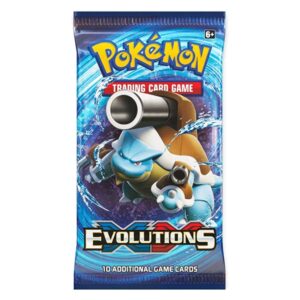 pokemon tcg: xy evolutions, a booster pack containing 10 cards per pack with over 100 new cards to collect