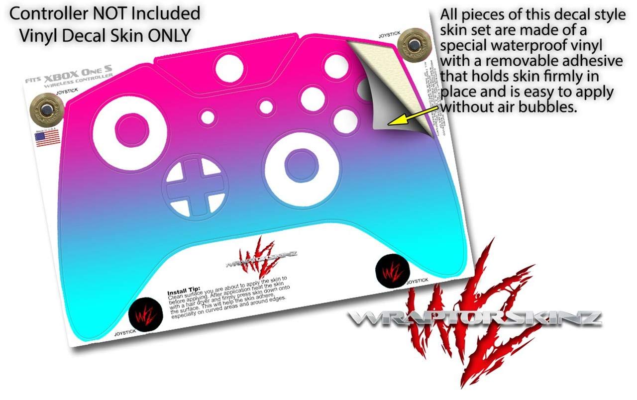 WraptorSkinz Decal Vinyl Skin Wrap compatible with XBOX One S/X Controller - Smooth Fades Neon Teal Hot Pink (CONTROLLER NOT INCLUDED)