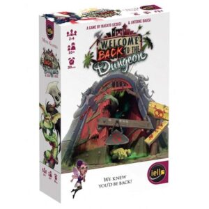 iello: welcome back to the dungeon, strategy board game, stand alone or can be combined with welcome to the dungeon, 30 minute play time, 2 to 4 players, ages 10 and up