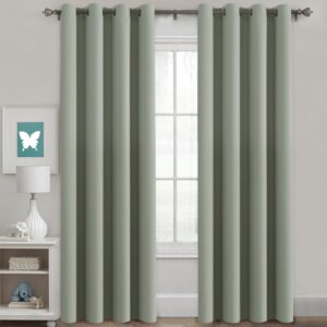 h.versailtex window treatment blackout thermal insulated room darkening solid grommet curtains/drapes for bedroom (set of 2 panels,52 by 84 inch long,light sage)