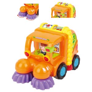 Think Gizmos Friction Toy 3 Vehicle Set for Toddlers - Push and Go Toys for Boys & Girls - Cement Mixer Truck/Street Sweeper/Harvester Truck