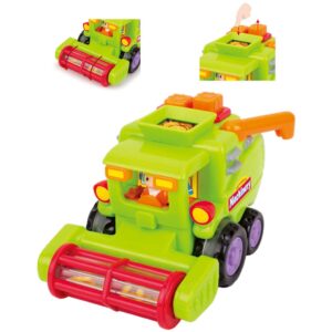 Think Gizmos Friction Toy 3 Vehicle Set for Toddlers - Push and Go Toys for Boys & Girls - Cement Mixer Truck/Street Sweeper/Harvester Truck