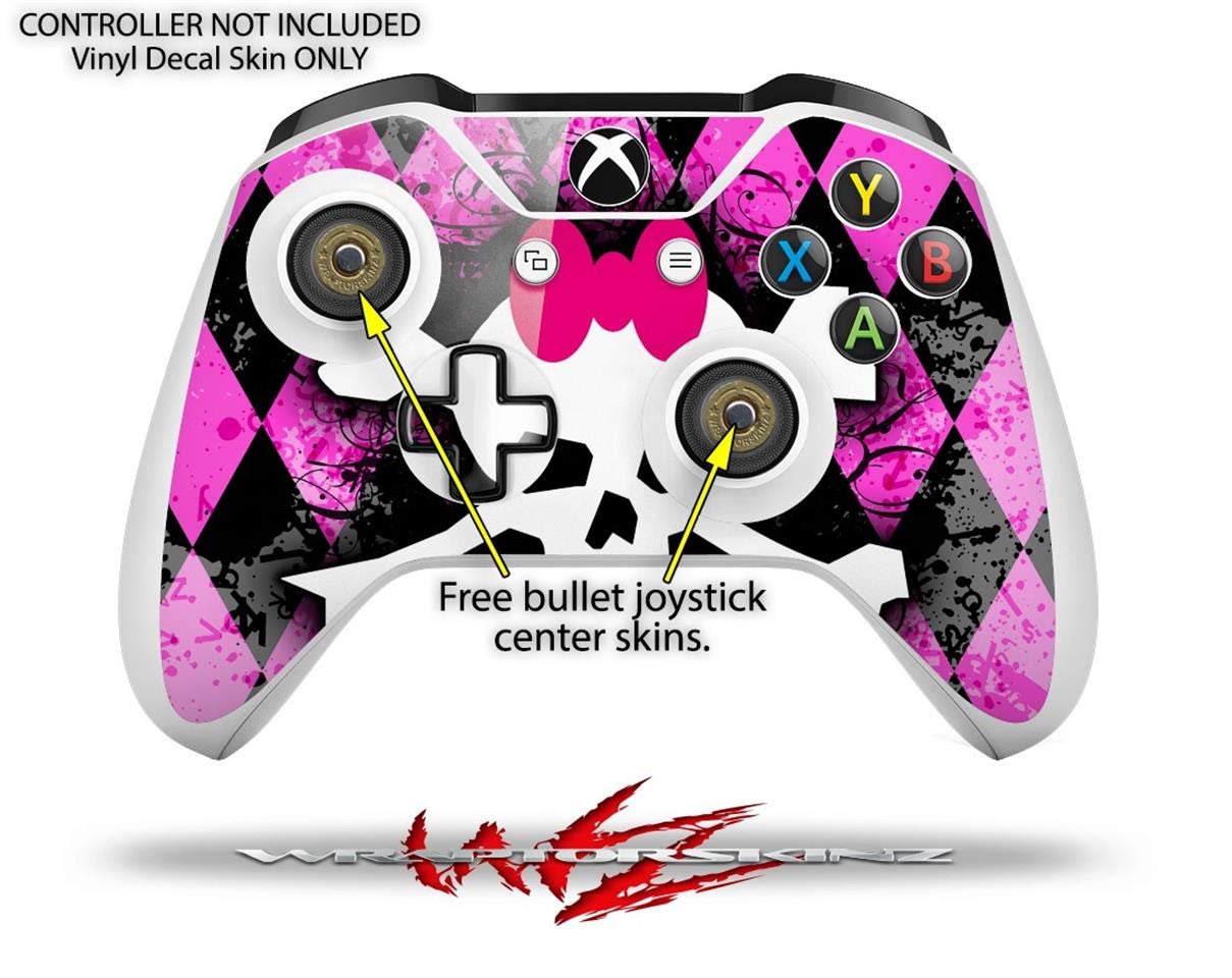 WraptorSkinz Decal Vinyl Skin Wrap Compatible with Xbox One S Console and Controllers - Pink Diamond Skull