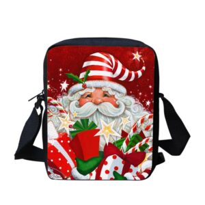 bigcardesigns christmas messenger bags for adult kids,cute santa claus printed sling crossbody bag for ladies girls outdoor travel purse shoulder handbag satchel