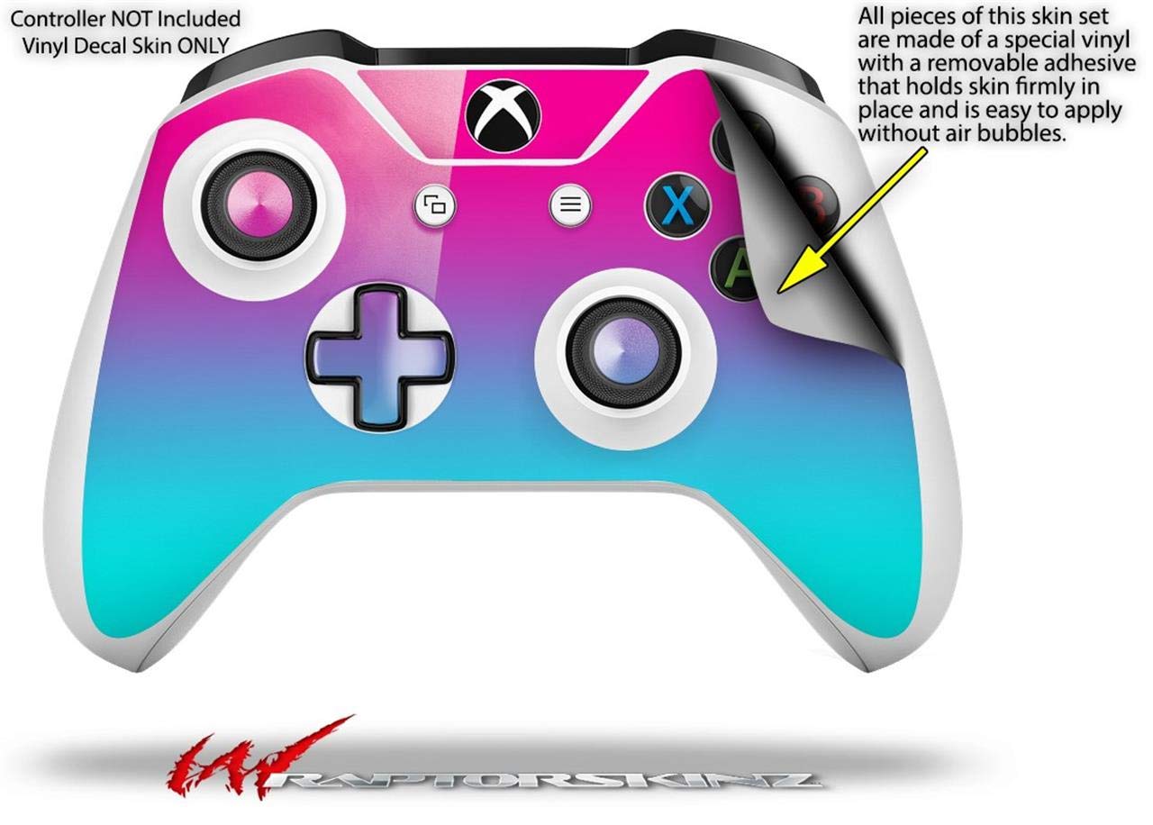 WraptorSkinz Decal Vinyl Skin Wrap compatible with XBOX One S/X Controller - Smooth Fades Neon Teal Hot Pink (CONTROLLER NOT INCLUDED)