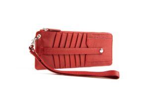 walletbe women's wallet ultra thin leather rfid credit card pebbled red