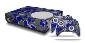 wraptorskinz decal vinyl skin wrap compatible with xbox one s console and controllers - wraptorcamo old school camouflage camo blue royal