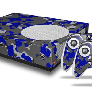 WraptorSkinz Decal Vinyl Skin Wrap Compatible with Xbox One S Console and Controllers - WraptorCamo Old School Camouflage Camo Blue Royal