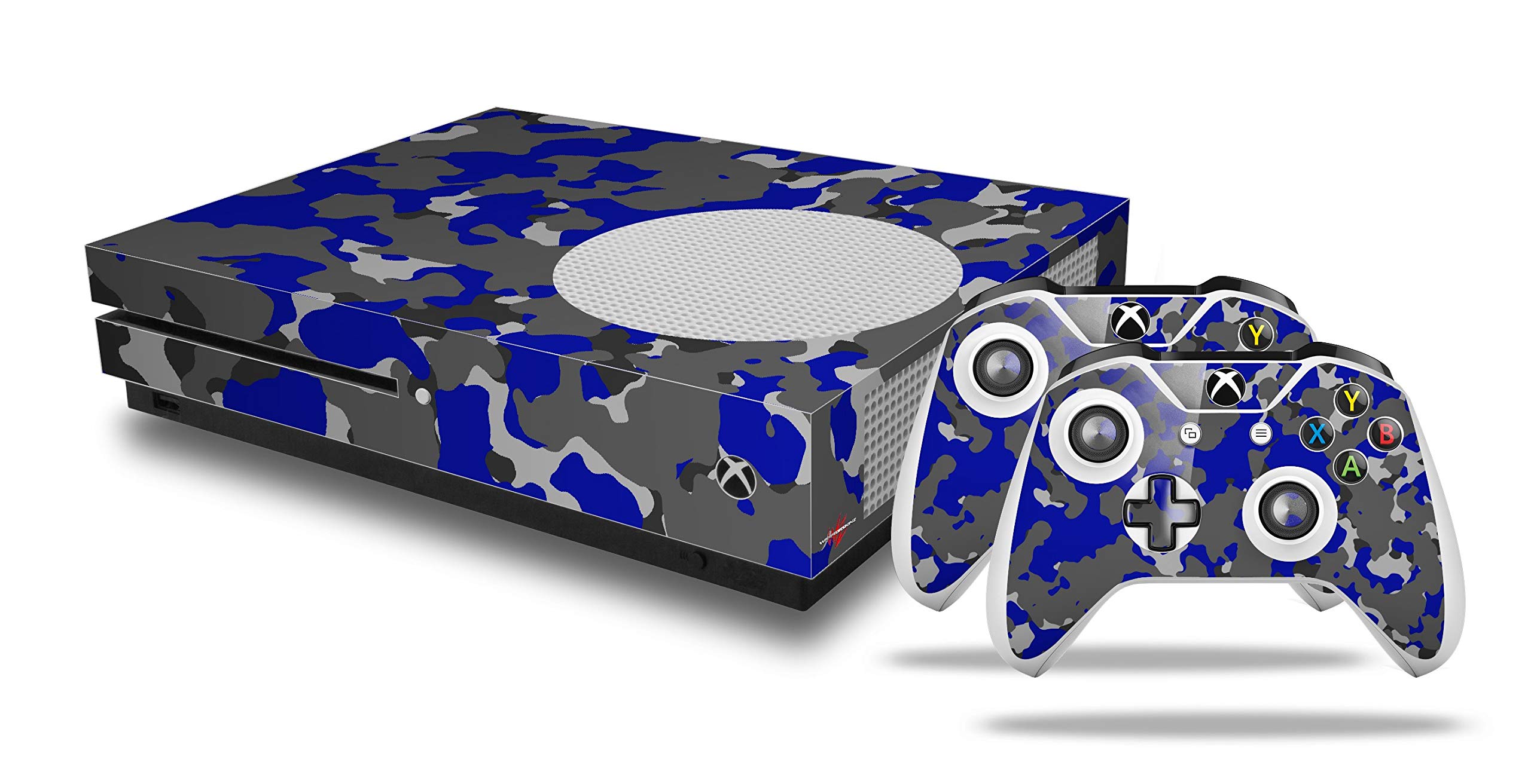 WraptorSkinz Decal Vinyl Skin Wrap Compatible with Xbox One S Console and Controllers - WraptorCamo Old School Camouflage Camo Blue Royal