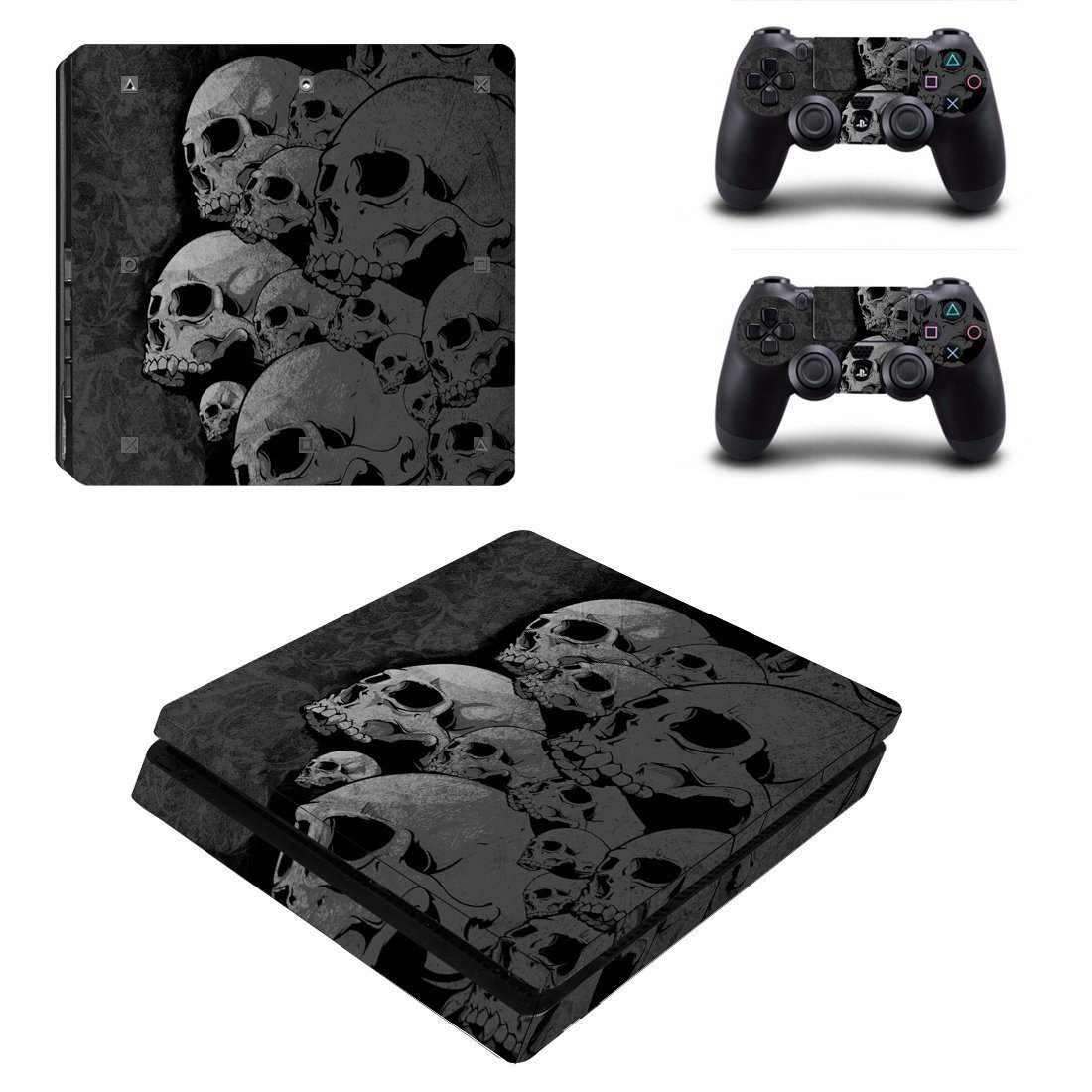 SKINOWN Skin Set Vinyl Decal Sticker for PlayStation PS 4 Slim Console Dualshock 2 Controllers