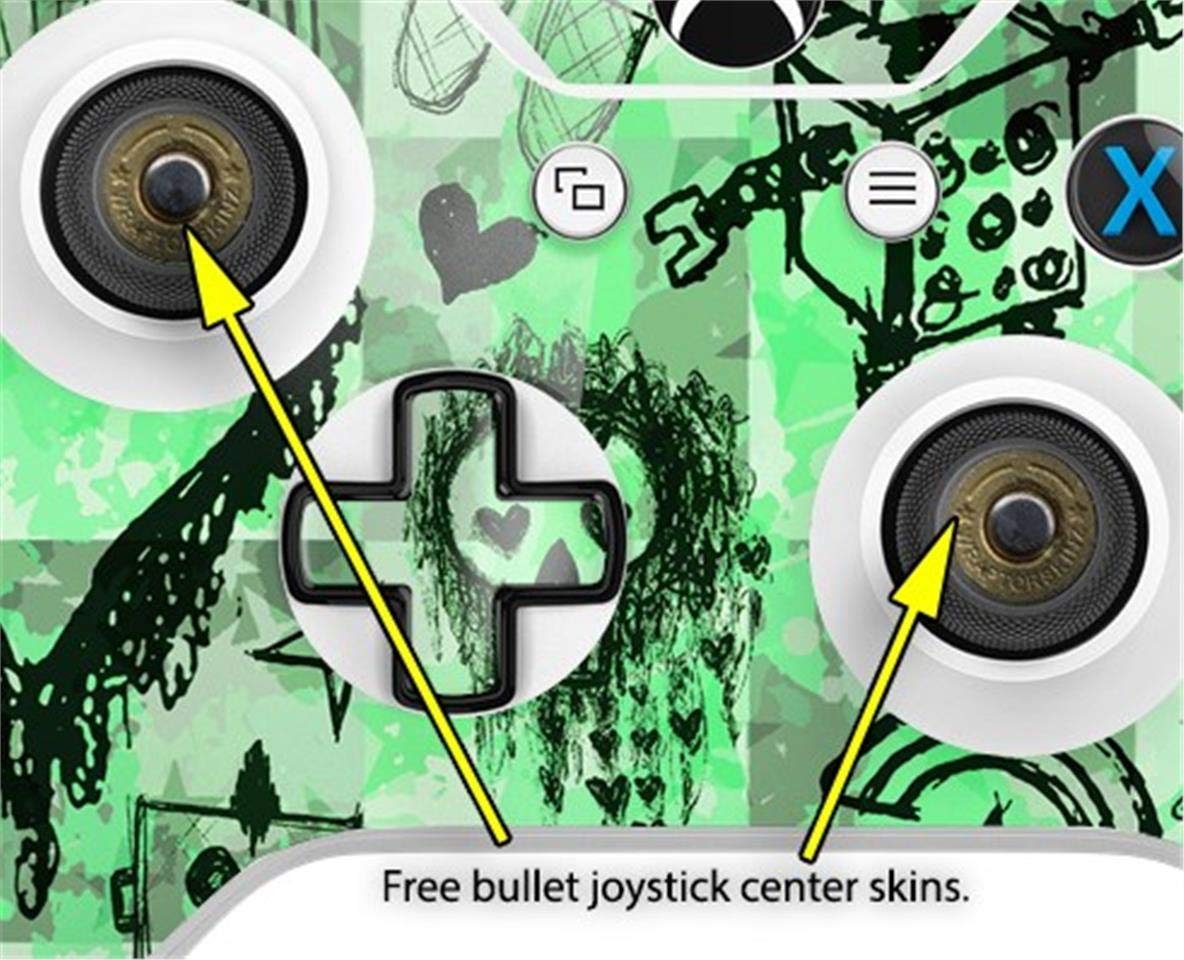 WraptorSkinz Decal Vinyl Skin Wrap compatible with XBOX One S/X Controller - Scene Kid Sketches Green (CONTROLLER NOT INCLUDED)