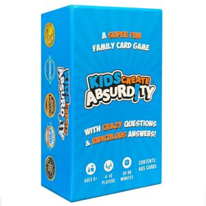 kids create absurdity funny card-game for kids family game night-laugh until you cry- stocking-stuffer-for-kids a fun fill in the blank card game for ages 6-12 years old.