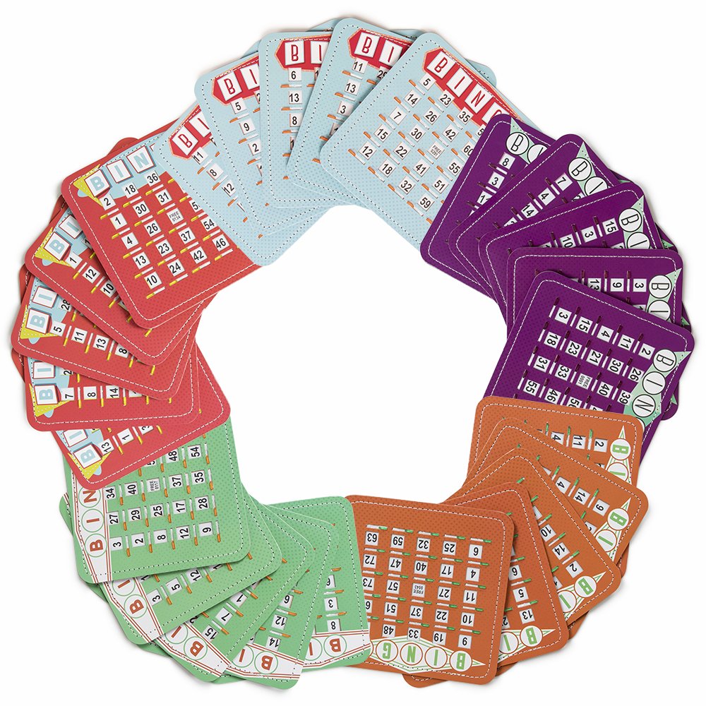 25-Pack EZ Clear 7" Shutter Bingo Cards with Fingertip Quick Clear Shutter Slide - Easy to Read Large Numbers