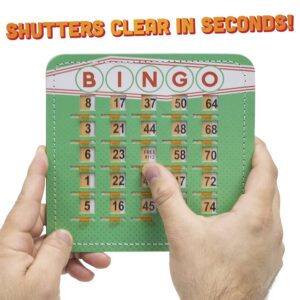 25-Pack EZ Clear 7" Shutter Bingo Cards with Fingertip Quick Clear Shutter Slide - Easy to Read Large Numbers