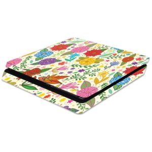 mightyskins skin compatible with sony ps4 slim console - flower garden | protective, durable, and unique vinyl decal wrap cover | easy to apply, remove, and change styles | made in the usa