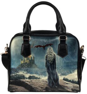 women female crossbody shoulder top-handle bags shell handbag with daenerys targaryen-game of thrones pattern