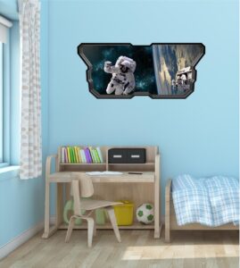 36" space ship window instant view astronaut orbit earth #2 spaceship wall decal kids sticker baby room mural home art décor graphic medium