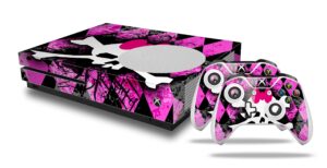 wraptorskinz decal vinyl skin wrap compatible with xbox one s console and controllers - pink diamond skull