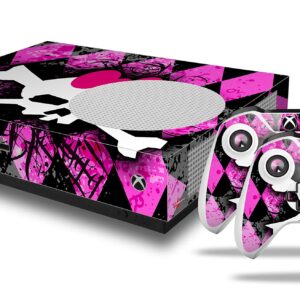 WraptorSkinz Decal Vinyl Skin Wrap Compatible with Xbox One S Console and Controllers - Pink Diamond Skull