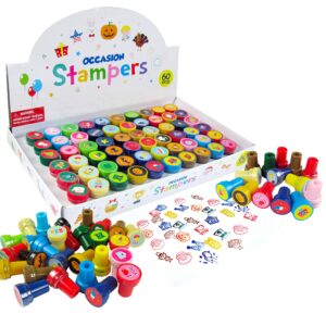 Tiny Mills 60 Pcs Holidays and Occasions Assorted Stampers for Kids 60 Different Stamper Designs Scrapbooking Craft Stampers Teacher Stampers