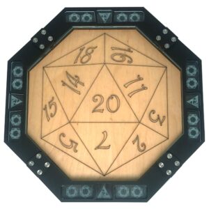 c4labs octagon dice tray~octagon-wood with laser etched d20 design for gaming