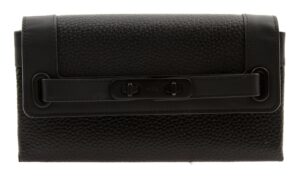 coach womens pebbled leather coach swagger wallet black one size