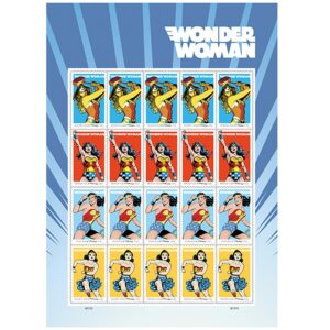 wonder woman 75th anniversary sheet of 20 forever first class postage stamps scott 5150 by usps