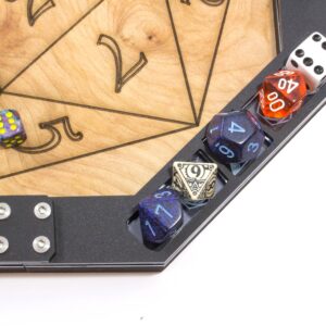 C4Labs Octagon Dice Tray~Octagon-Wood with Laser Etched D20 Design for Gaming