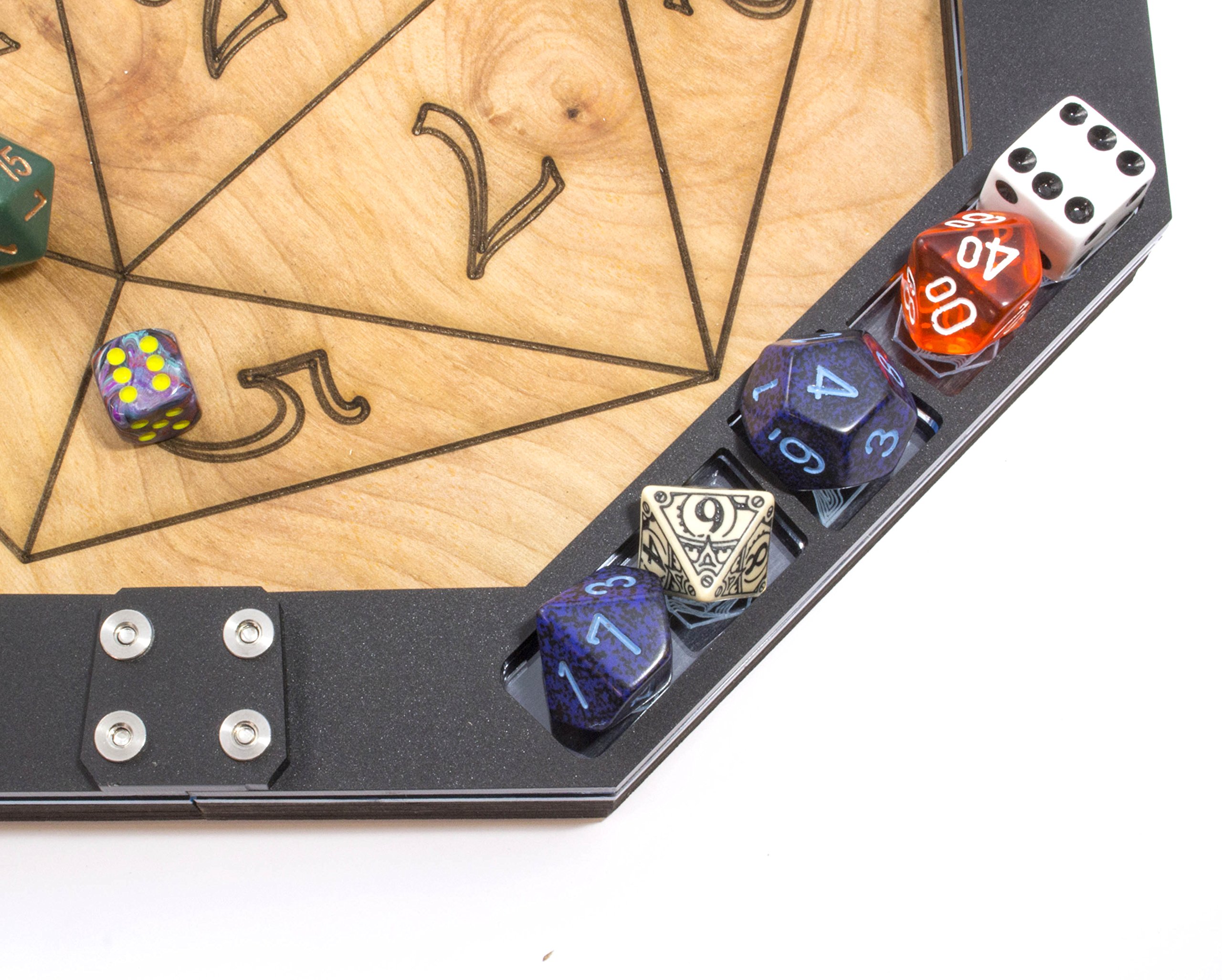 C4Labs Octagon Dice Tray~Octagon-Wood with Laser Etched D20 Design for Gaming