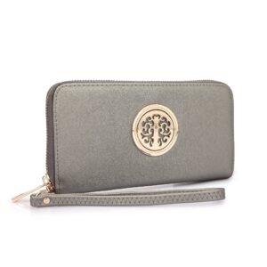 dasein lady women fashion clutch zip around emblem long wallet purse card case phone wallet