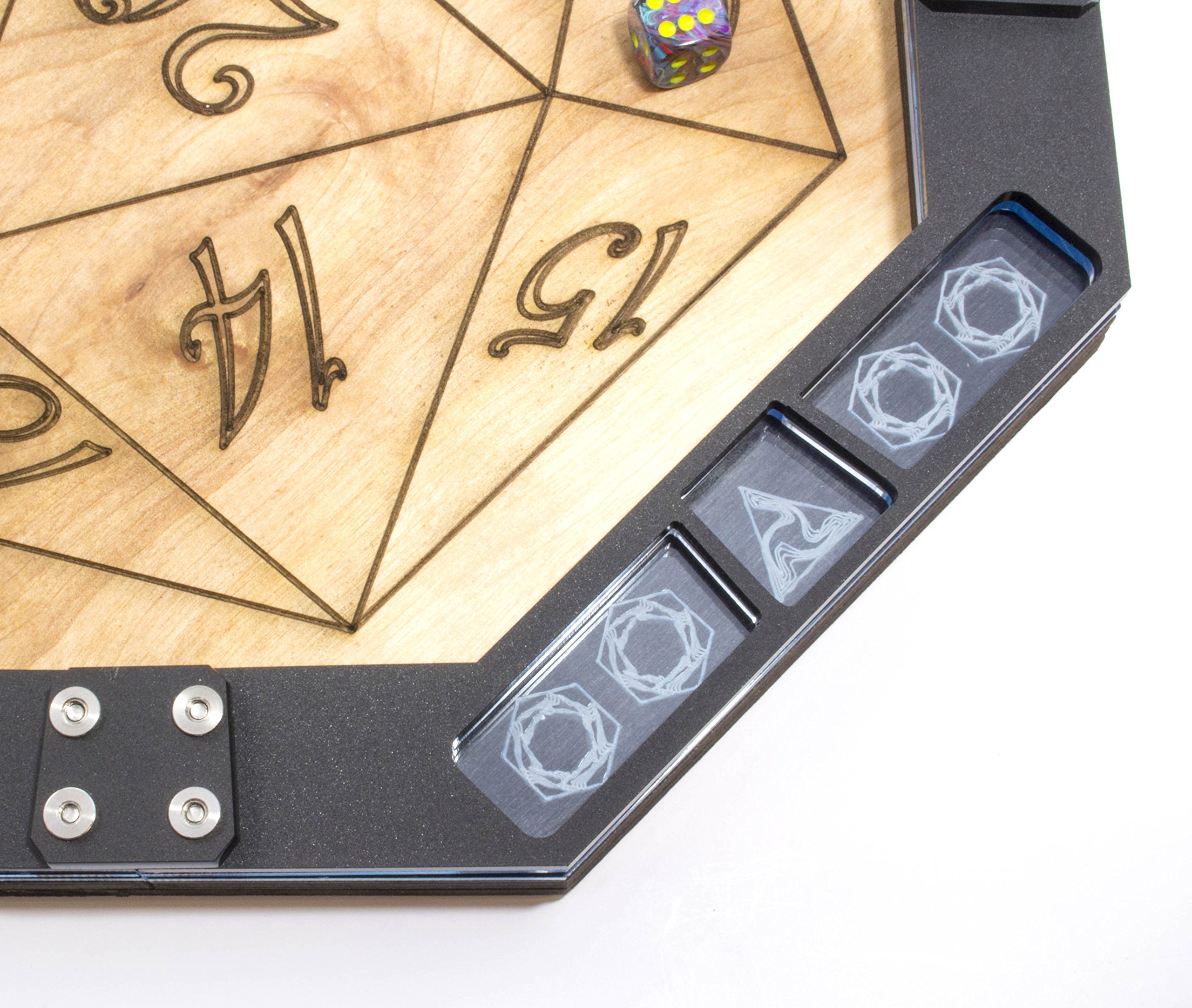 C4Labs Octagon Dice Tray~Octagon-Wood with Laser Etched D20 Design for Gaming