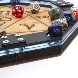 C4Labs Octagon Dice Tray~Octagon-Wood with Laser Etched D20 Design for Gaming