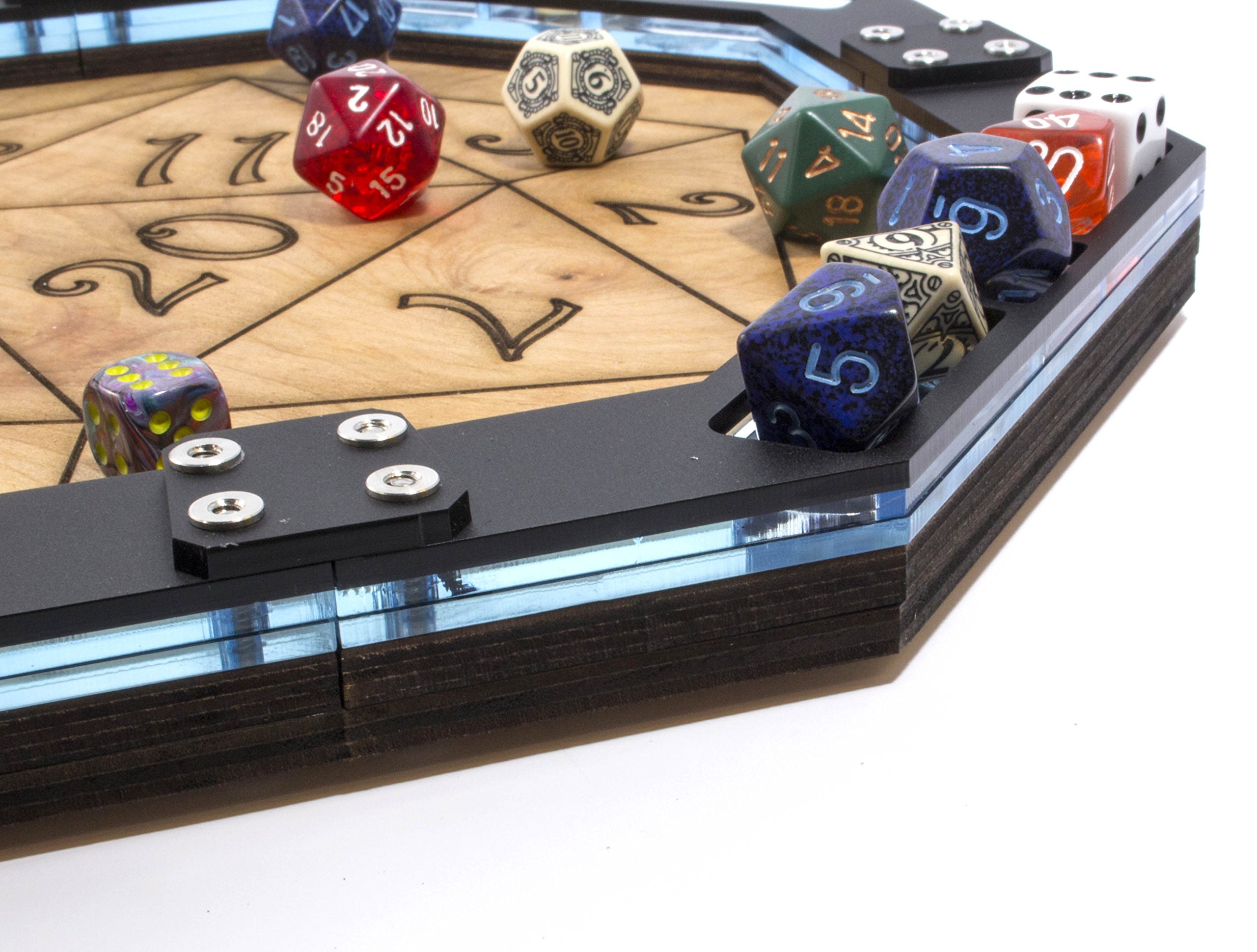 C4Labs Octagon Dice Tray~Octagon-Wood with Laser Etched D20 Design for Gaming